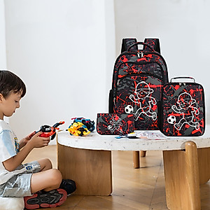 Kids Backpack for School Boys Girls Space Preschool Bookbag with Lunch Box Pencil Case Set Elementary Backpacks Kindergarten School Bags (Astronaut-Navy Blue)