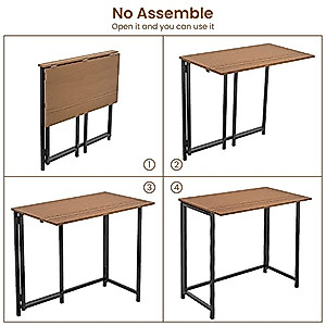 Naspaluro Folding Desk, Folding Computer Desk, No Assembly Home Office Simple Laptop Desk Study Writing Table Foldable Gaming Workstation for Small Space Offices Living Room Bedroom