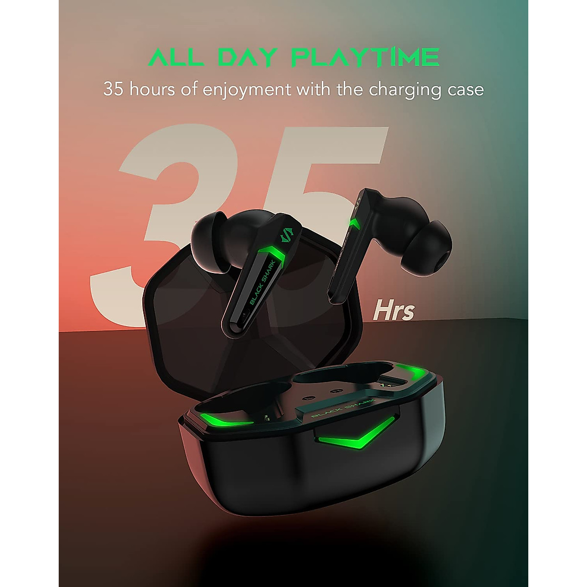 Black Shark Bluetooth Earbuds Wireless with 45ms Ultra-Low Latency, Gaming 5.2, Dual Modes, 10mm Driver, 35H Play Time, IPX4 Waterproof, Built-in Mic - Lucifer T1