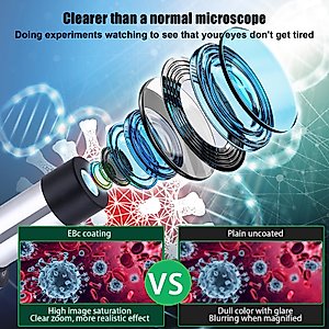 Poothoh Microscope for Adults Kids 40-2000X Magnification Compound Microscope with Microscope Slides Fill Light,Suitable for Children Students Home School Laboratory Microscope kit