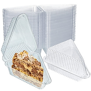 100 Piece Pie Container with Lid Clear Cake Slice Container Plastic Medium Dome Hinged Lid Cheesecake Container, Pie Dessert, Food Box, Take out Packaging for Home, Bakery and Cafe Business