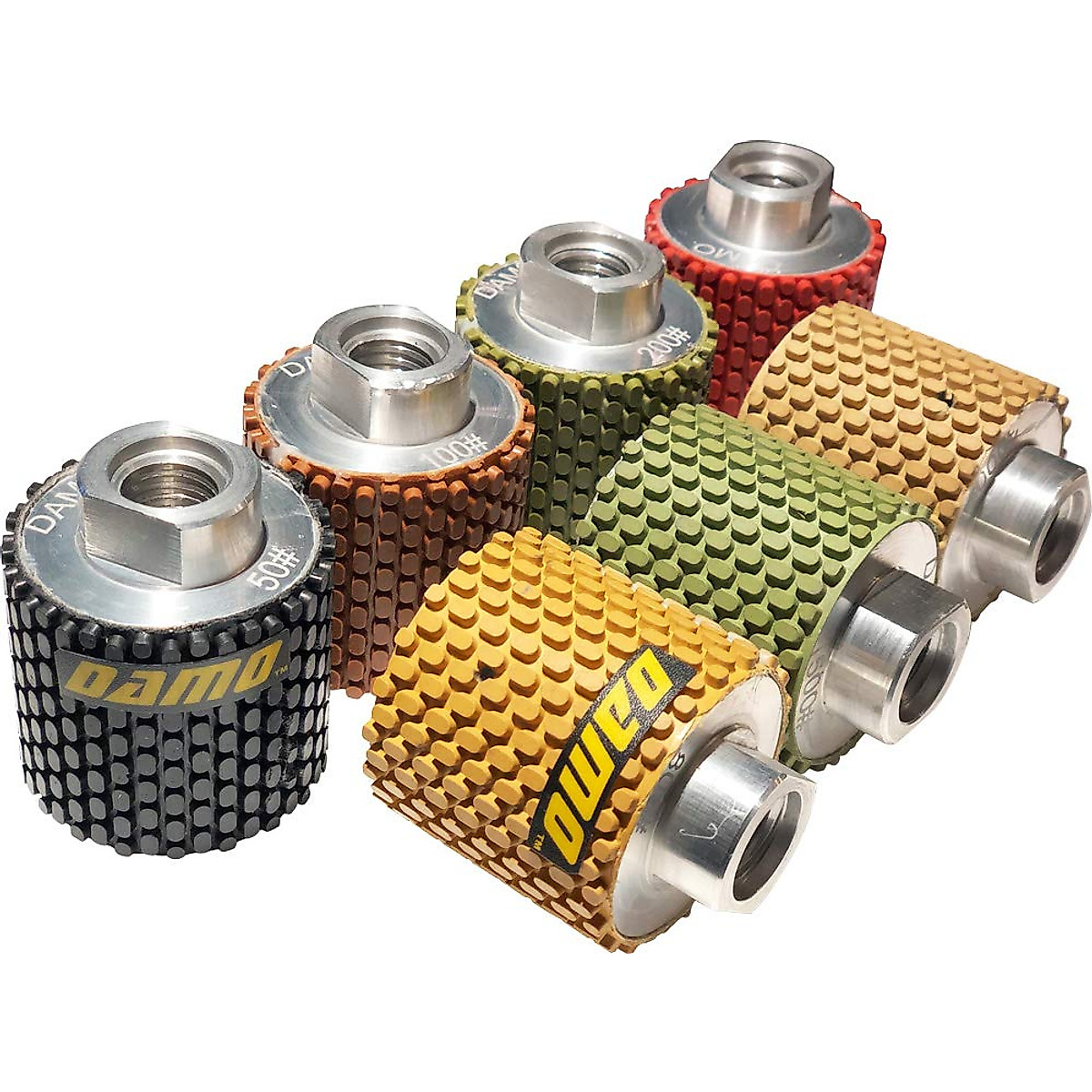 DAMO 2 inch Wet Diamond Polishing Drum Wheels Set of 7 PCS for Granite Marble Concrete Sink Cutouts