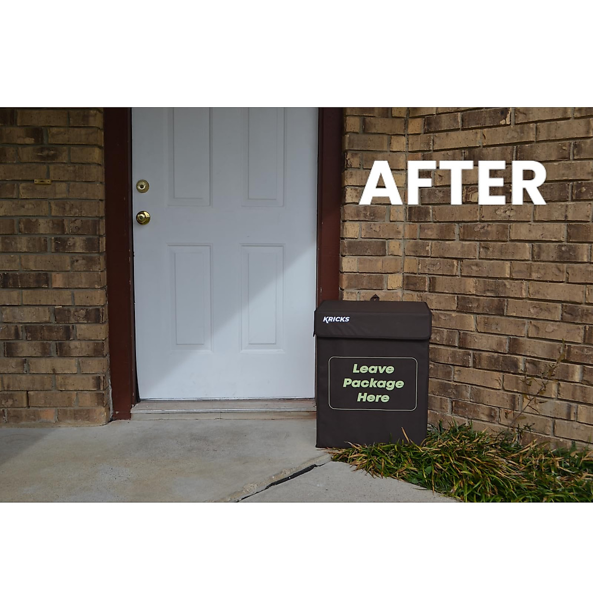 KRICKS PARCEL DROP BOX FOLDABLE, WEATHER RESISTANT FABRIC, HIDE PACKAGES, BROWN STORAGE BOX DECK PATIO, MAILBOX