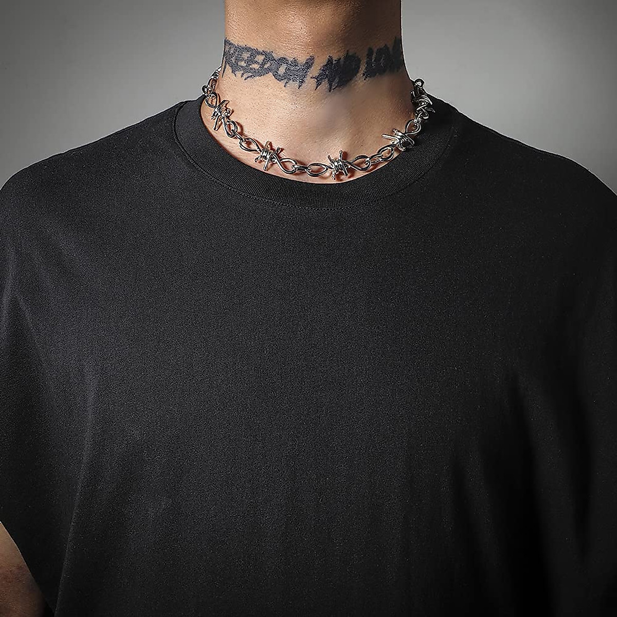 Unisex Gothic Barbed Wire Necklace - 20inches Gothic Jewelry Silver Barbed Wire Thorns Choker Chain Necklaces Punk Accessories Gifts for Women Men