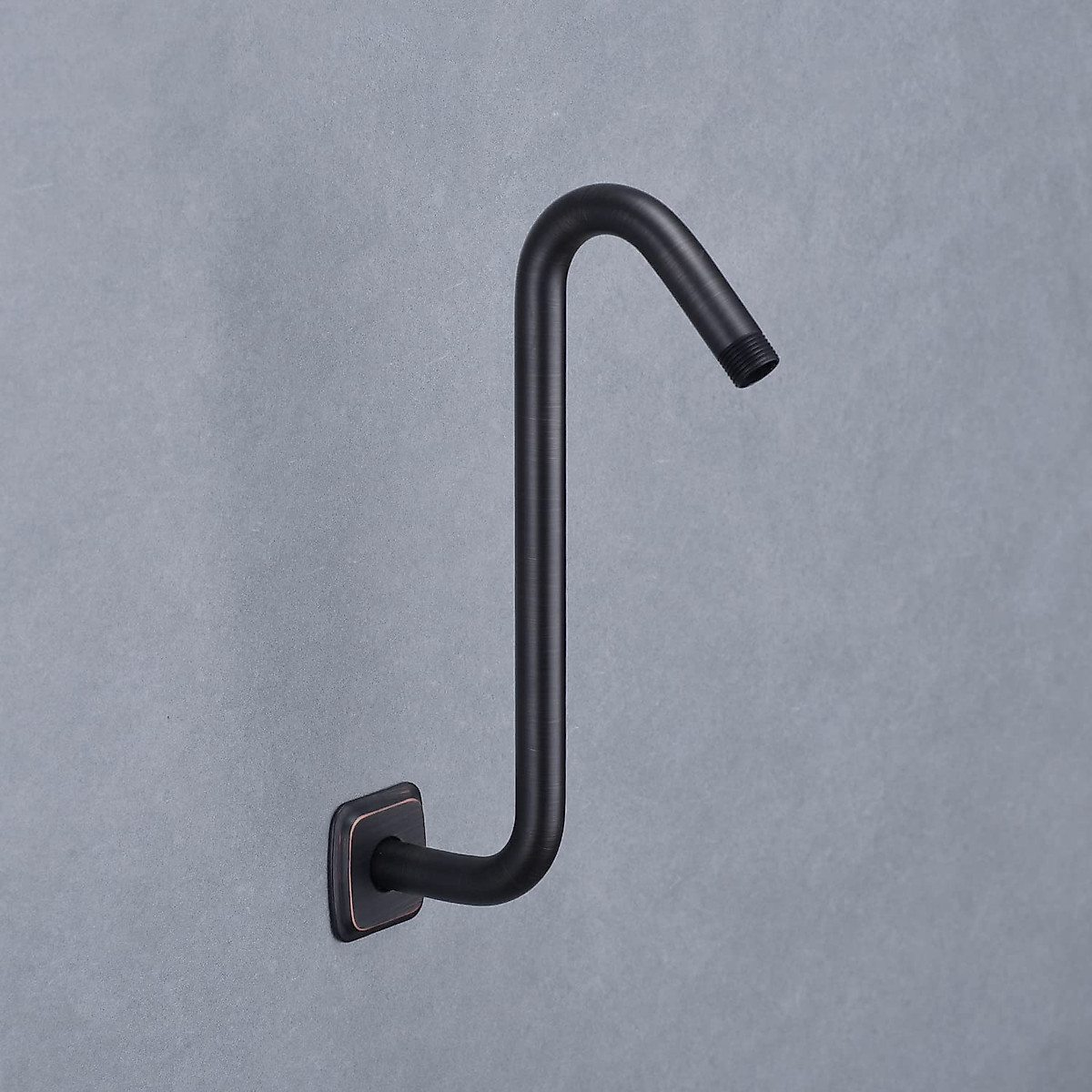 Angled Shower Arm with Flange S Shaped Rainfall Shower Head Riser Pipe, 12 Inch Stainless Steel Gooseneck Extender Arm with 9 Inch High Rise, Wall Mounted,Oil Rubbed Bronze