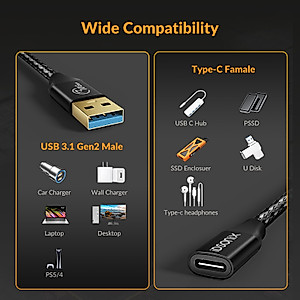 iDsonix USB C Female to USB Male Adapter, 3.1 Gen2 10Gbps Fast Charging Cable, Compatible with New MacBook Pro, iPad Air, Samsung Galaxy and More
