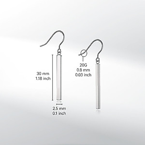 Limerencia Pure Titanium Vertical Bar Dangle Earrings,Lightweight Drop Earrings Hypoallergenic for Sensitive Ears Women (30mm, Shiny grey)