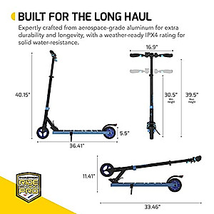 Swagtron SG-8 Swagger 8 Lightweight Folding Electric Scooter for Kids & Teens with Kick-to-Start, Cruise Control, Adjustable Stem, Suspension, Quiet Motor (IPX4), Blue