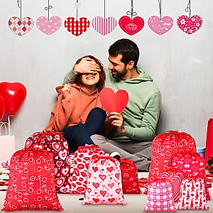 18 Pieces Large Wedding Gift Bags with Drawstring Valentine Gift Bags Anniversary Gift Bag for Weddings Party Supplies Valentine Classroom Exchange Gifts for Kids