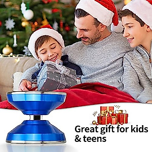 WATIEOBOO Bi-Metal Yoyo with 4 Stainless Steel Rings, Professional Unresponsive Yoyo for Adults Advanced Players, Incredible Drive Performance and Idling Capability (6Black Blue)