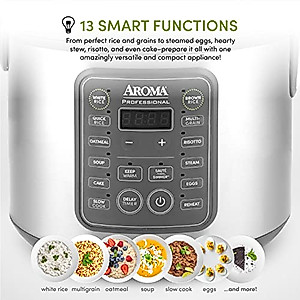 AROMA Housewares 20-Cup (Cooked) / 5Qt. Digital Rice & Grain Multicooker (ARC-5200SG), Gray
