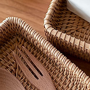 UXZDX Handmade Rattan Woven Straw Woven Storage Basket Desktop Storage Box Storage Box Storage Basket (Size : Small)