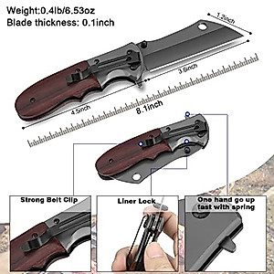 Kpieit Pocket Knife for Men, Folding Knife 3.4" Carbon Steel Stainless Blade, EDC Knife with LinerLock, clip, Tactical Knife for Camping Hunting Survival Indoor and Outdoor Mens Gift