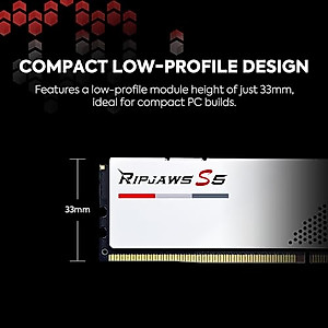 G.SKILL Ripjaws S5 Series (Intel XMP 3.0) DDR5 RAM 64GB (2x32GB) 5200MT/s CL36-36-36-83 1.25V Desktop Computer Memory UDIMM - Matte White (F5-5200J3636D32GA2-RS5W)