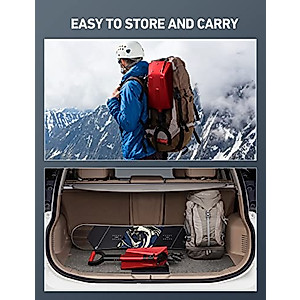 AstroAI 39" Folding Snow Shovel for Car, Extendable Snow Shovel with Thickened Aluminum Handle and Reinforced Iron Hinge, Portable and Multifunctional for Cars, Snowmobiles, Camping and Mud, Red