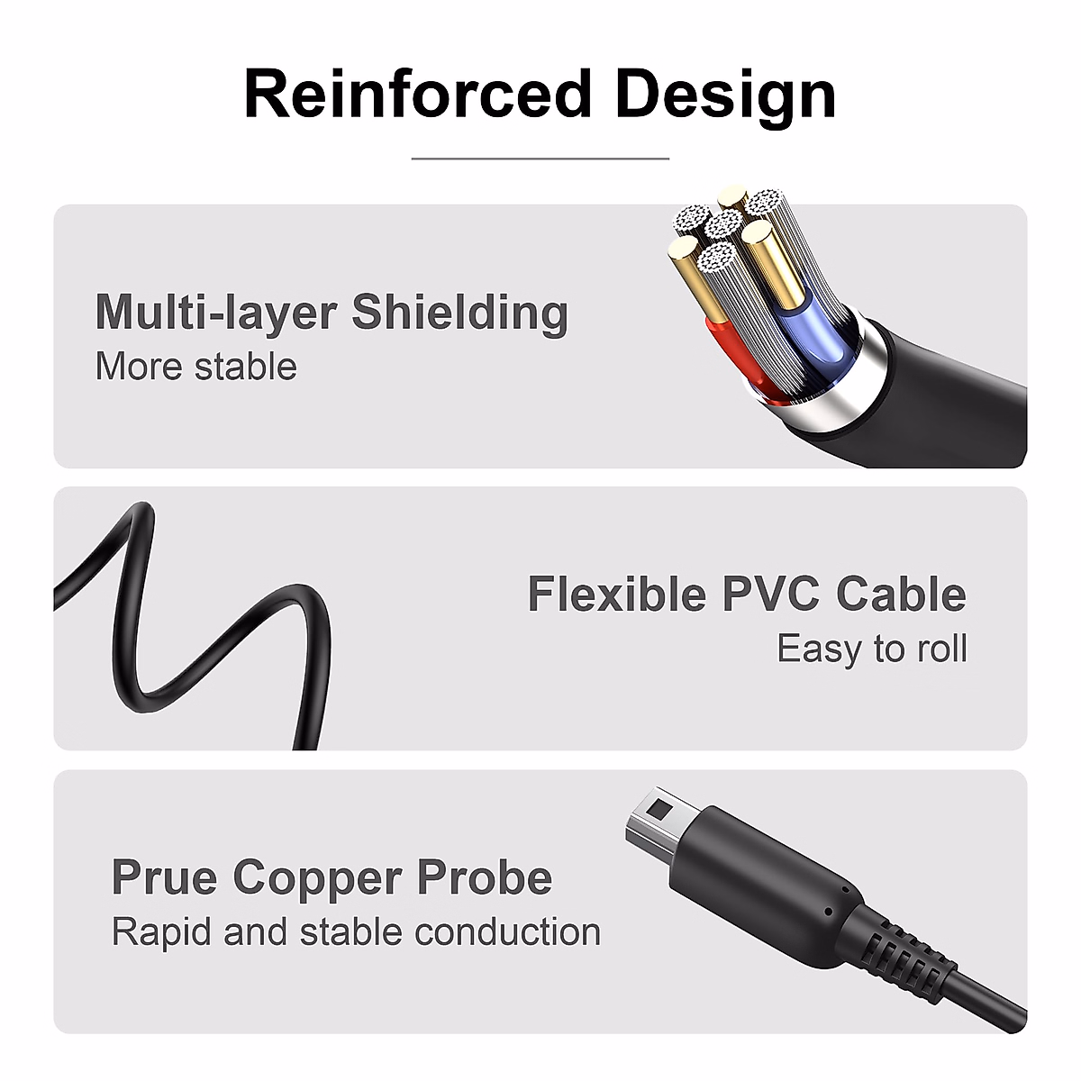 CUENSTOP 3DS USB Charger Cable, Power Charging Cord Compatible with New 3DS XL/New 3DS/ 3DS XL/ 3DS/ New 2DS XL/New 2DS/ 2DS XL/ 2DS/ DSi XL/DSi