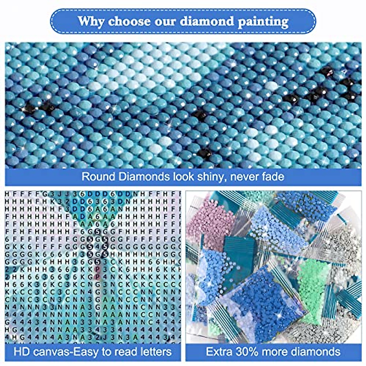 Lxmsja 5D Diamond Art Painting, Blue Tree Diamond Painting Kits for Adults, DIY Full Drill Crystal Rhinestone Butterfly Arts and Crafts, Gem Art Painting with Diamond Home Wall Decor (11.8X15.7inch)