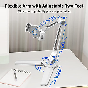 AboveTEK Under Cabinet iPad Mount, 3 in 1 Highflex 360° iPad Wall Mount for Kitchen, Tablet Celling Under Counter Holder, Kitchen iPad Stands Fits 4.7" to 13.5" iPad, Mini, Air, Surface Pro - White