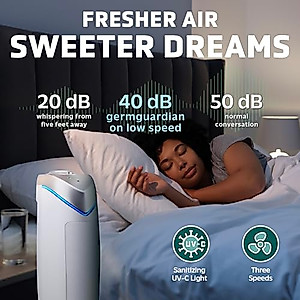 GermGuardian Air Purifier with HEPA 13 Filter, Removes 99.97% of Pollutants, Covers Large Room up to 743 Sq. Foot Room in 1 Hr, UV-C Light Helps Reduce Germs, Zero Ozone Verified, 22”, White, AC4825W
