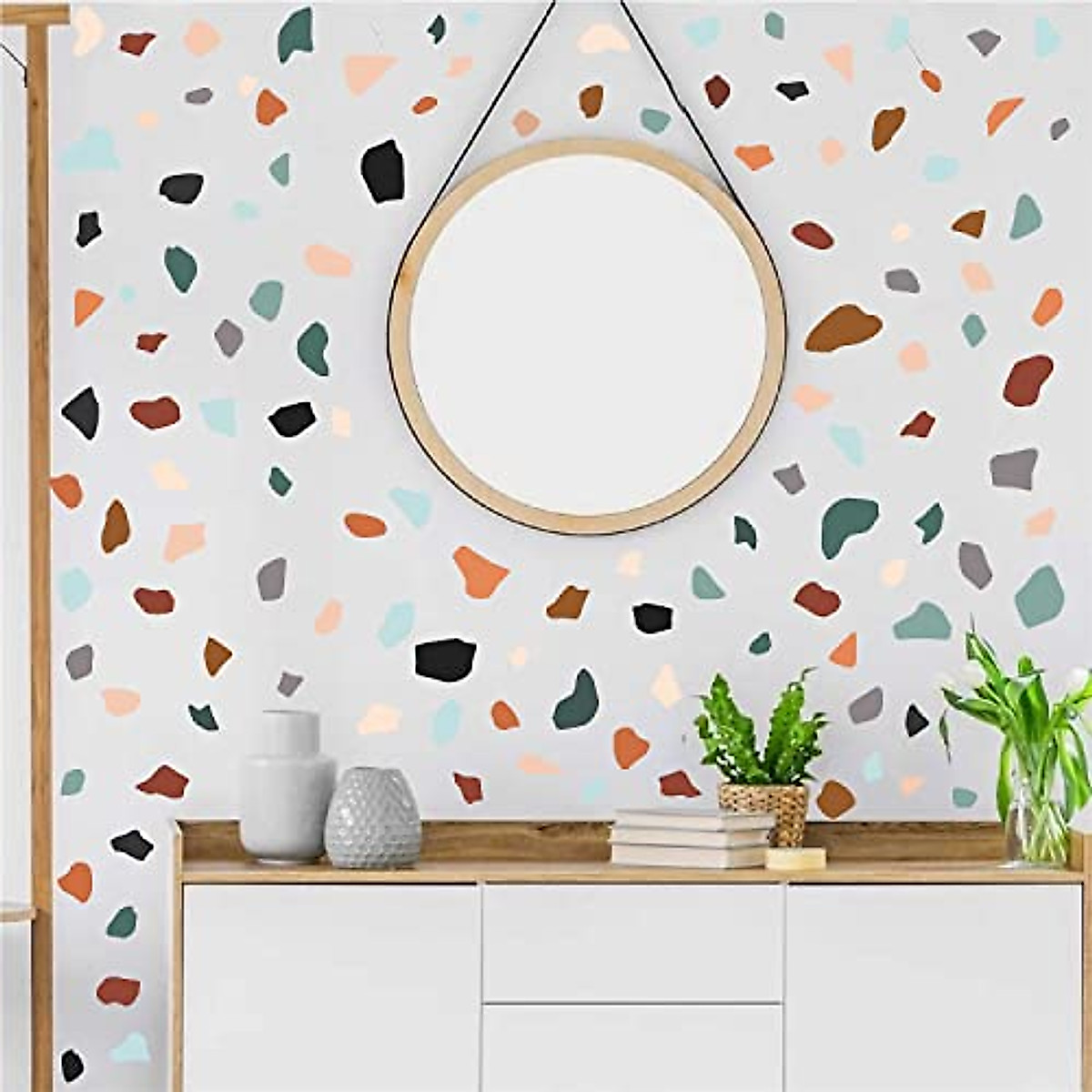 Terrazzo Wall Decals Irregular Stones Wall Sticker Multicolor Polka Dot Wall Stickers Modern Geometric Abstract Wall Decals Living Room Nursery Bedroom Decor