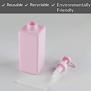 Refillable Pump Bottles 22oz/650ml Plastic Pump Bottles (Pink) - Set of 2 Empty Pump Bottles for Lotions and Creams - Plastic Pump Bottles for Hand Sanitizer, Soap, Shampoo, Conditioner and More