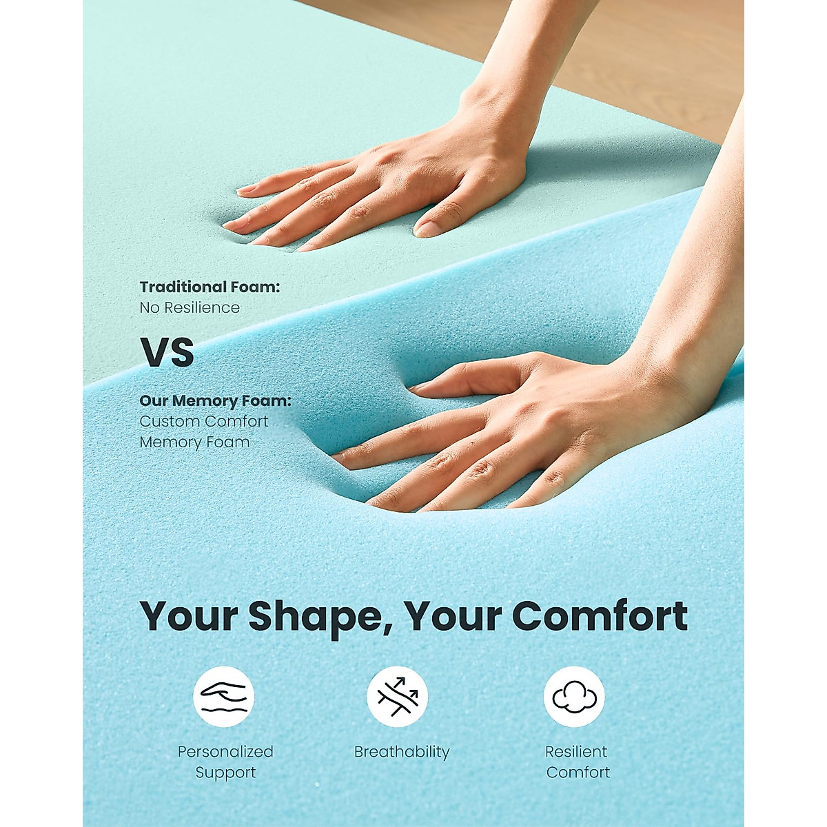 Dreamsmith Queen 3 Inch Memory Foam Mattress Topper, Cooling Gel-Infused Bed Topper for Back Pain with Removable Soft Cover, CertiPUR-US Certified, Queen