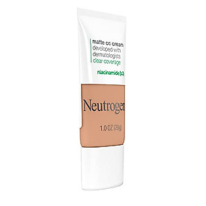 Neutrogena Clear Coverage Flawless Matte CC Cream, Full-Coverage Color Correcting Cream Face Makeup with Niacinamide (b3), Hypoallergenic, Oil Free & Fragrance Free, Warm Linen, 1 oz