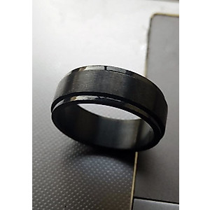 Metal Masters Co. Men's 8MM Black Stainless Steel Spinner Ring Band Anxiety