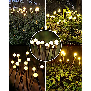 Otdair Solar Garden Lights-New Upgraded 4 Pack 8 LED Solar Powered Firefly Lights 4 Pack Solar Firefly Lights Outdoor Waterproof Vibrant Garden Lights for Patio Pathway Decoration,Warm White