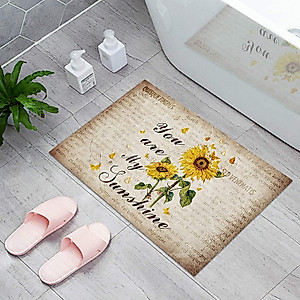 Floral My Sunshine Sunflower and Butterfly Bathroom Rugs Soft Bath Rugs Non Slip Washable Cover Floor Rug Absorbent Carpets Floor Mat Home Decor for Kitchen Bedroom Floor Mat 17x30 Inch