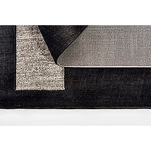 Momeni Edition Geometric Polyester Charcoal Area Rug, 7'9" x 9'10" Sized Rug for Living Room, Bedroom, Dining Room, and Kitchen