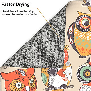 Owl Dish Drying Mat For Kitchen Counter Decor And Accessories 16 X 18 Inch Microfiber Dish Drainer Rack Mats
