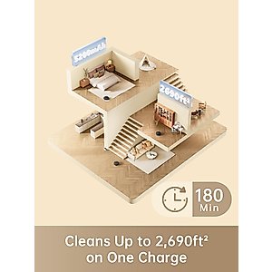 dreame D9 Max Robot Vacuum and Mop Combo, LiDAR Navigation, 4000Pa Strong Suction Power, 180mins Runtime, 2-in-1 Sweep and Mop, Compatible with Alexa