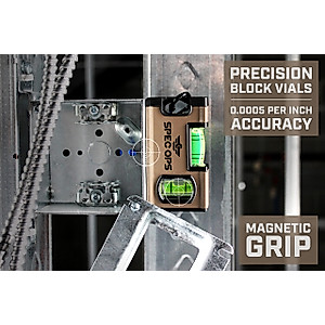 Spec Ops Tools 4" Magnetic Pocket Level, 33% Larger Block Vials, Includes Carabiner, 3% Donated to Veterans