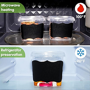 Jinei 50 Pcs Plastic Deli Containers with Lids Clear Square Food Storage Containers Stackable Airtight Square Container with Lids with 9 Labels and Marker for Kitchen Storage Meal Take out (8 oz)