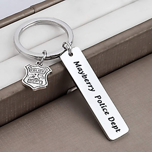 FAADBUK Funny Andy Griffith Show Keychain Mayberry Police Department Jewelry Andy Griffith Show Lover Gift For Friend Family (Mayberry K-S)
