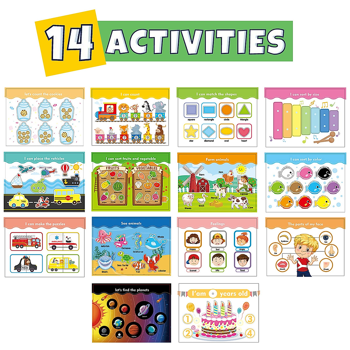 Twinventures Montessori Preschool Busy Book for Toddlers, Autism Sensory Educational Toys, Assembled Activity Binder for Early Learning, Preschool Learning Activities