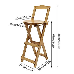 Leblett Bamboo Portable Folding Stool,Tall Chair,Foldable Bar Stool,X-Shaped Kitchen Stool Bar Height,High Stool Chair for Kitchen Counter,with Ergonomic Backrest,Max Load Capacity 100Kg/220.46Lbs