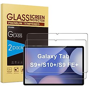 SPARIN Screen Protector for Galaxy Tab S10 Plus/S9 Plus/S9 FE Plus/S7 FE 5G/S8 Plus 12.4'', 2 Pack Tempered Glass for Samsung Galaxy Tablet S10+/S9 Plus/S7 FE