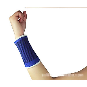 Mcolics 4' Inch Wrist Sweatband in 11 Athletic Polyester Wristbands Armbands (1 Pair) (Blue&White)