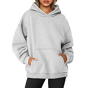 AUTOMET Oversized Hoodies for Women Cute Sweatshirts Fleece Long Sleeve Sweaters Loose Casual Pullover Fall Outfits Y2k Clothes with Pockets 2023 Grey
