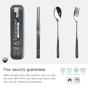 Premium Travel Utensils Set, Stainless Steel Cutlery Set, Reusable Flatware, Chopsticks Fork Spoon Silverware Set, Pocket Utensils for Picnic, Camping and Travel，Straws and Cleaning Brush