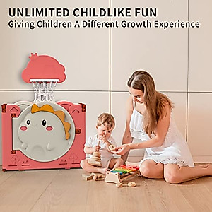 Baby Playpen, Foldable Baby Playard/Portable Spacious Baby Fence, Kids Activity Centre Safety Play Yard Home, Kids Activity Centre Safety Play Yard Home (14 Panel) (Red)