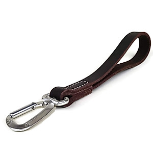 Mighty Paw Short Dog Leash - Training Traffic Lead with Carabiner Clip - Dog Leash Training Lead - Short Slip Lead Dog Leash - Short Lead Dog Training - Dog Carabiner Clip - Brown - 12 Inches