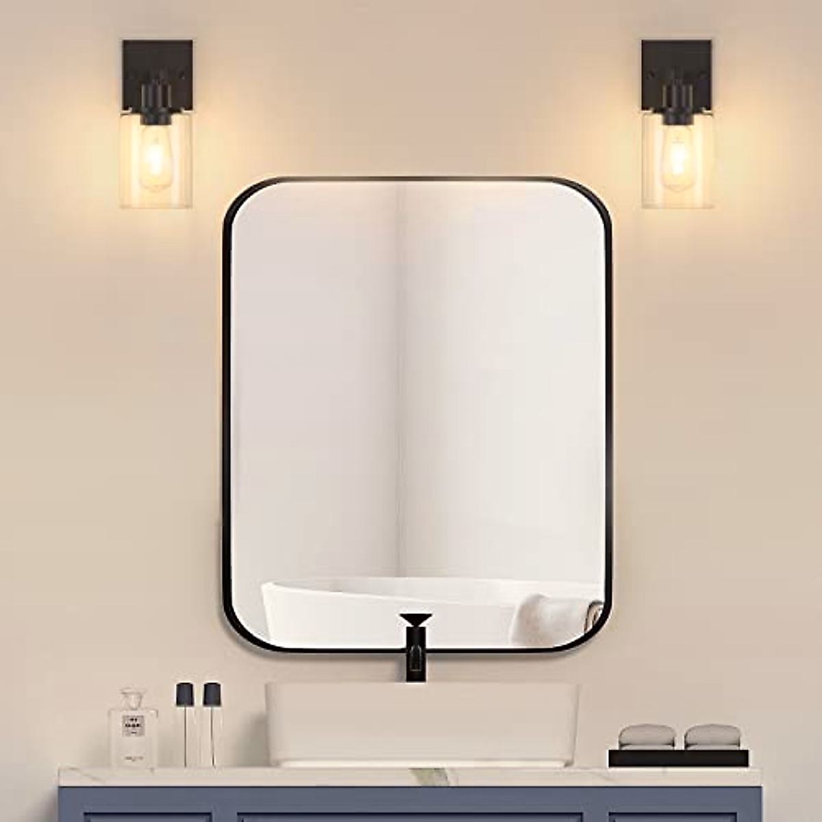 Licperron Clear Glass Lamp Shade Replacement 4 Pack,5.5inch High, 3.9inch Diameter, 1.69inch Fitter, High Transmittance Cylinder Glass Lampshade Covers for Vanity wall light fixtures Pendant Light