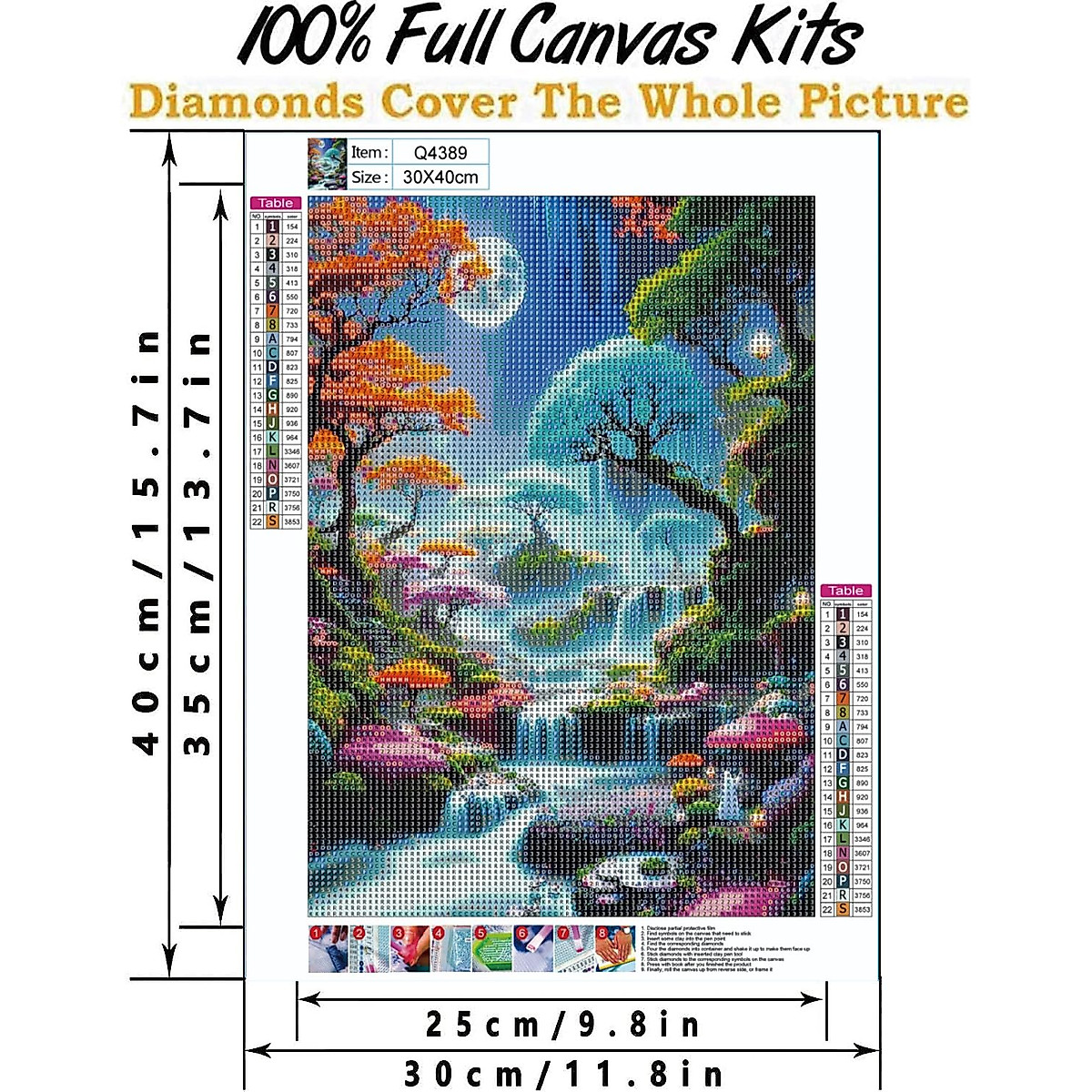 WisonDap Magical Moon Forest Diamond Art Kits for Adults,Moon Landscape Diamond Art Kits Full Drill Crystal Rhinestone Diamond Embroidery Craft Kits for Home Wall Decor Inch12X16