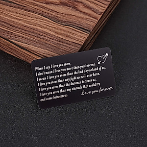 Personalized Engraved Message Wallet Insert for Him - Birthday Anniversary Christmas Valentines - Custom Engraved Metal Card for Husband Boyfriend from Girlfriend Wife