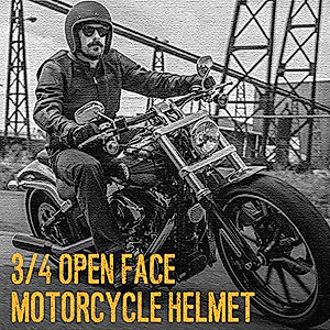 ILM 3/4 Open Face Motorcycle Helmets, Retro Vintage Moped Helmet for Men Women, Scooter ATV Cruiser Bobber Helmet, DOT Approved Model-207 (White, L)