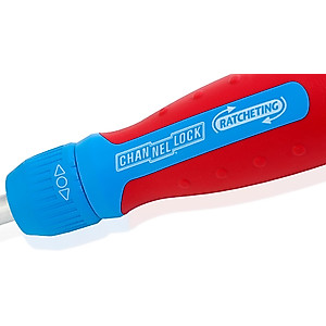 Channellock 131CB 13-in-1 Ratcheting Screwdriver | Multi-Bit Storage | 1/4-Inch Nut Driver | Quick-Load Handle with Cushion Grip | 28-Tooth Ratchet Mechanism Provides up to 225 lbs. of Torque , Red