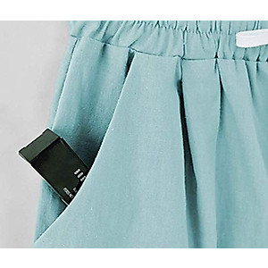 Vcansion Women's Drawstring Elastic Waist Shorts Plus Size Shorts Turquoise Asian 4XL/US 12-14